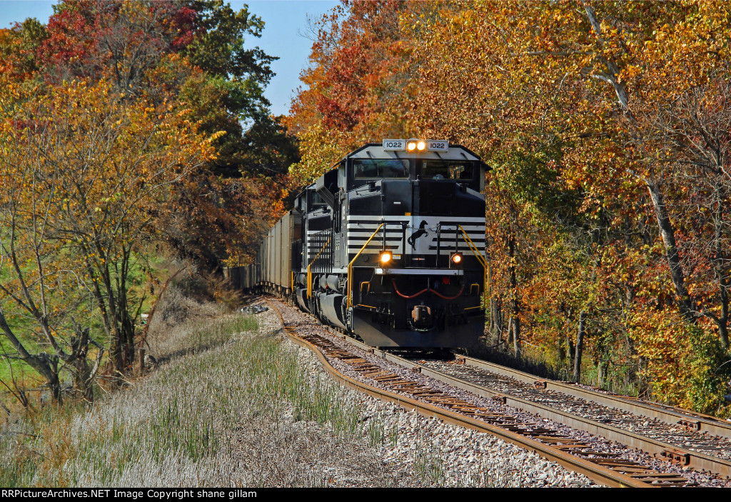 NS 1022 is seen Running 10mph down the old branch line.